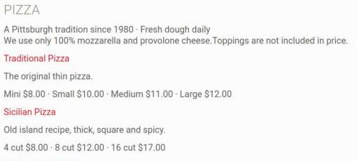 Menu for Monte Cello's of Baden - Baden, PA | Sirved