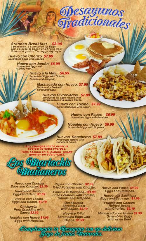 Hacienda Arandas menu in Laredo, Texas, USA