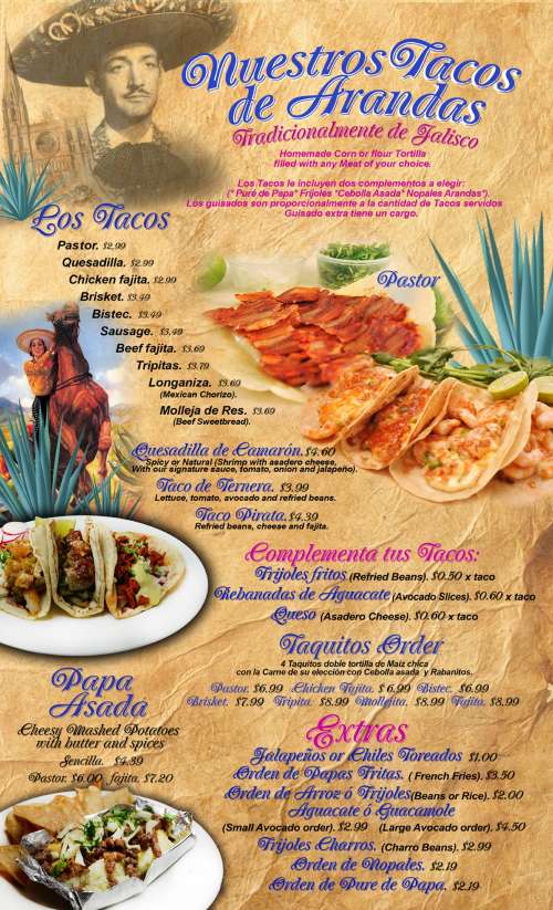 Hacienda Arandas menu in Laredo, Texas, USA