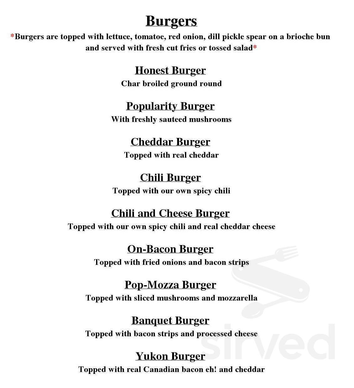 Bar Down menu in Kincardine, Ontario, Canada