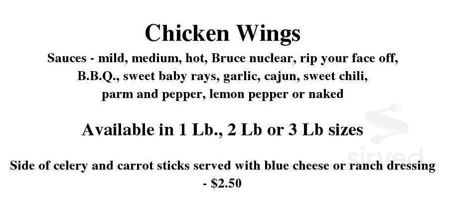 Bar Down menu in Kincardine, Ontario, Canada