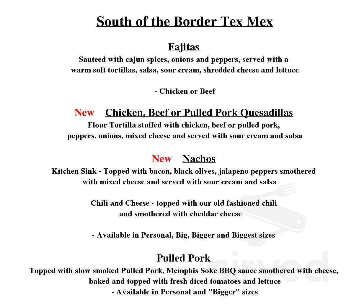 Bar Down menu in Kincardine, Ontario, Canada