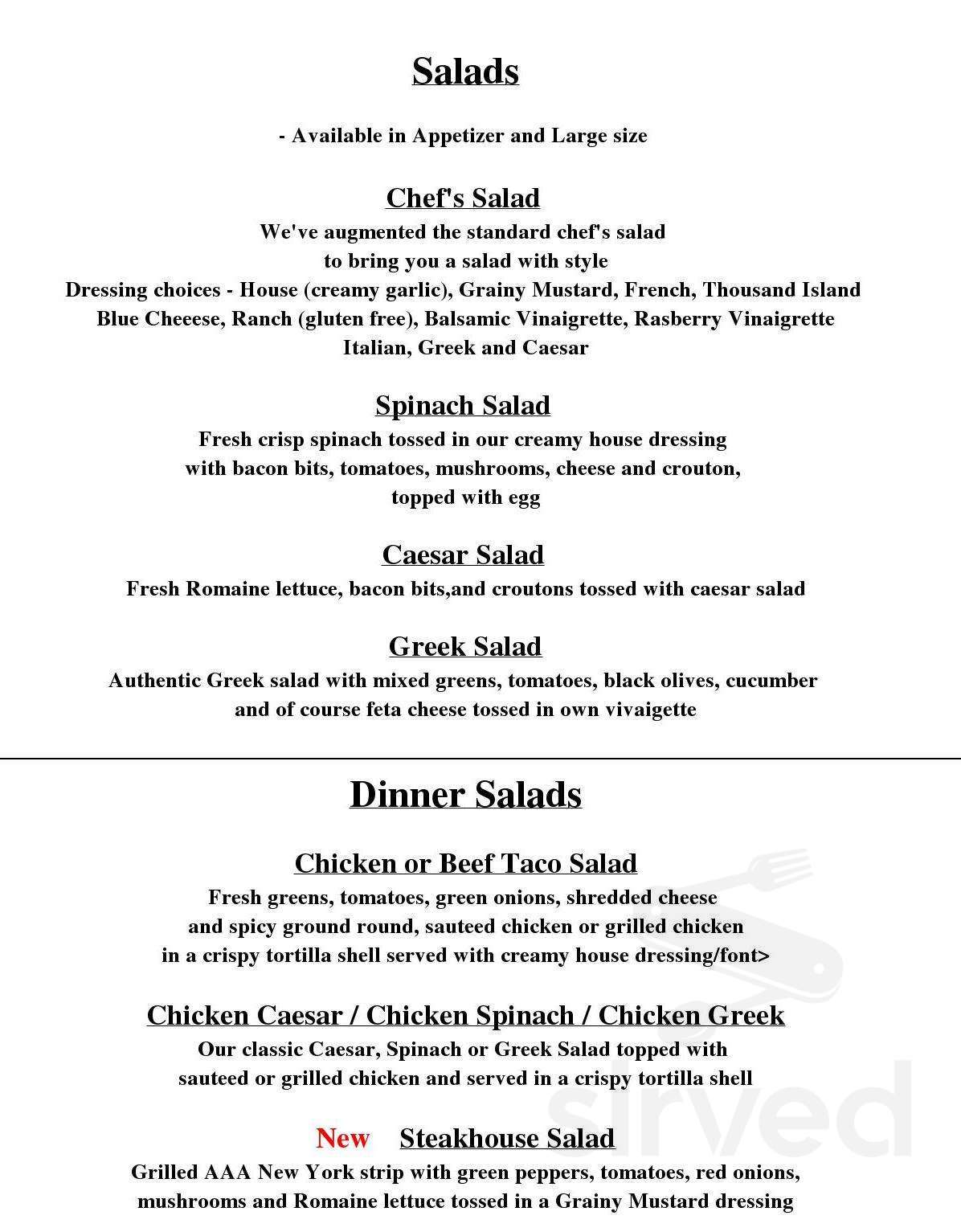 Bar Down menus in Kincardine, Ontario, Canada