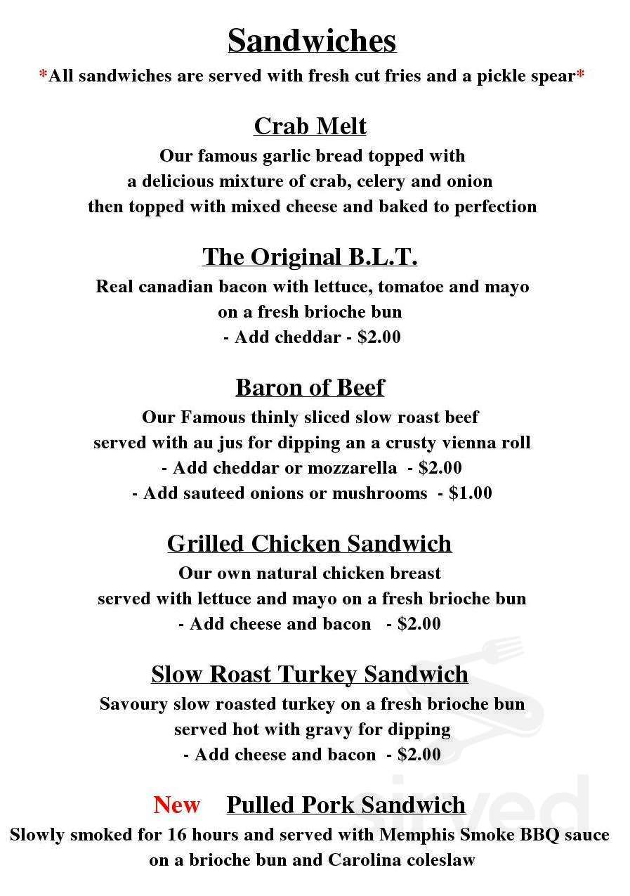 Bar Down menus in Kincardine, Ontario, Canada