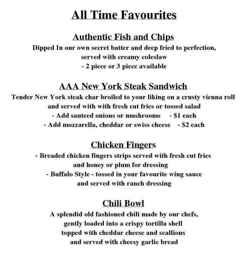 Bar Down menu in Kincardine, Ontario, Canada