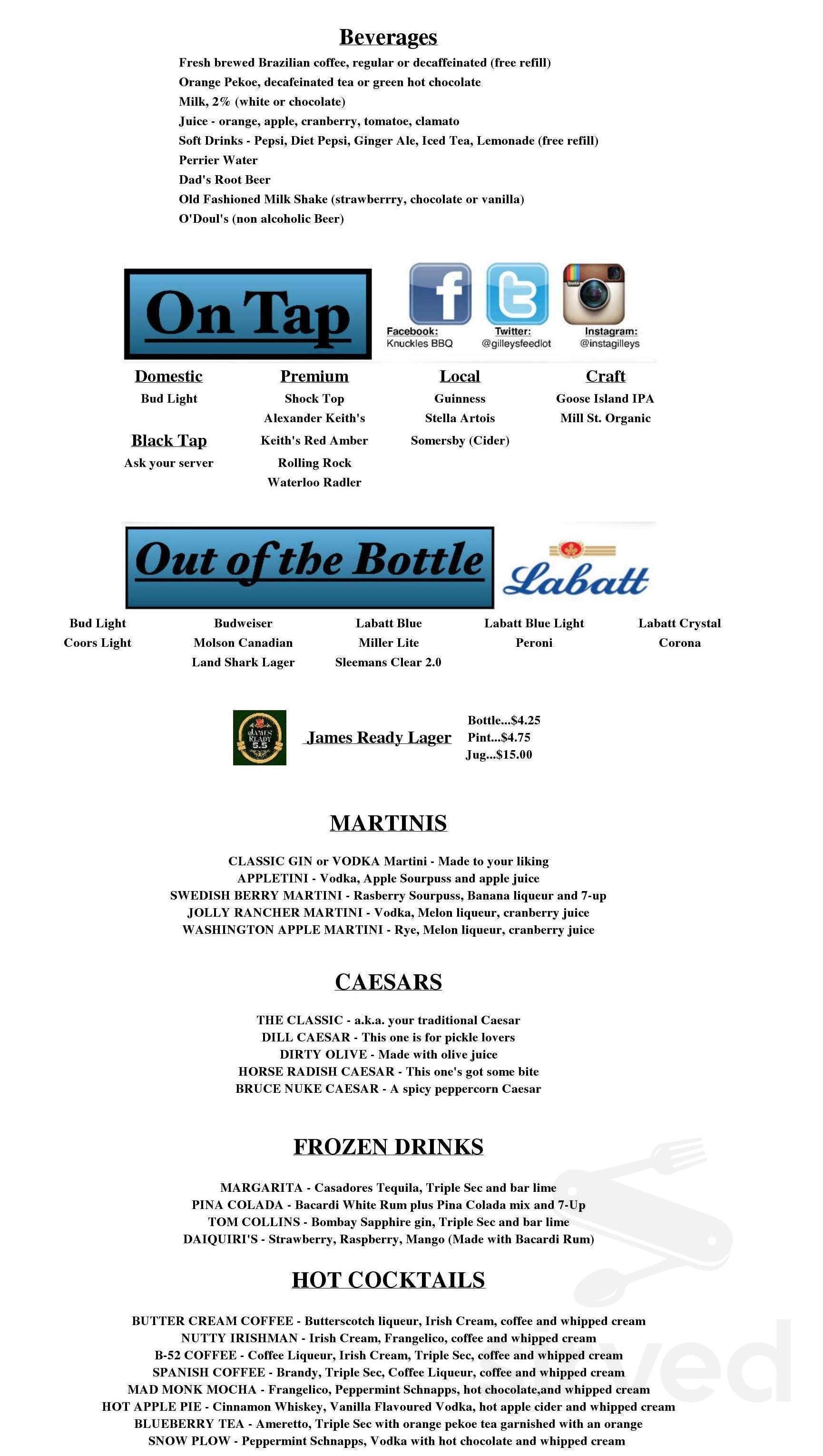 Bar Down menu in Kincardine, Ontario, Canada