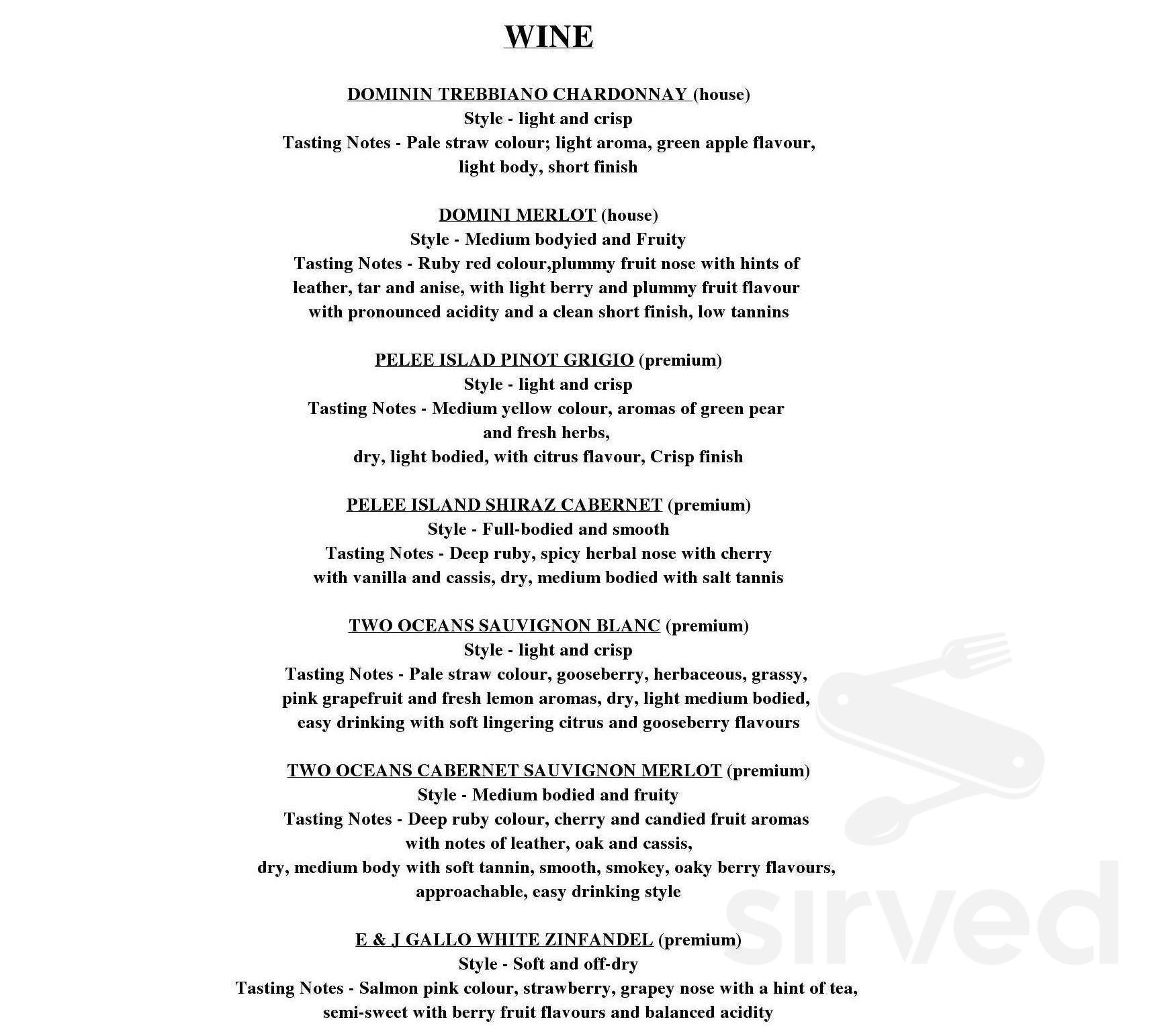 Bar Down menus in Kincardine, Ontario, Canada