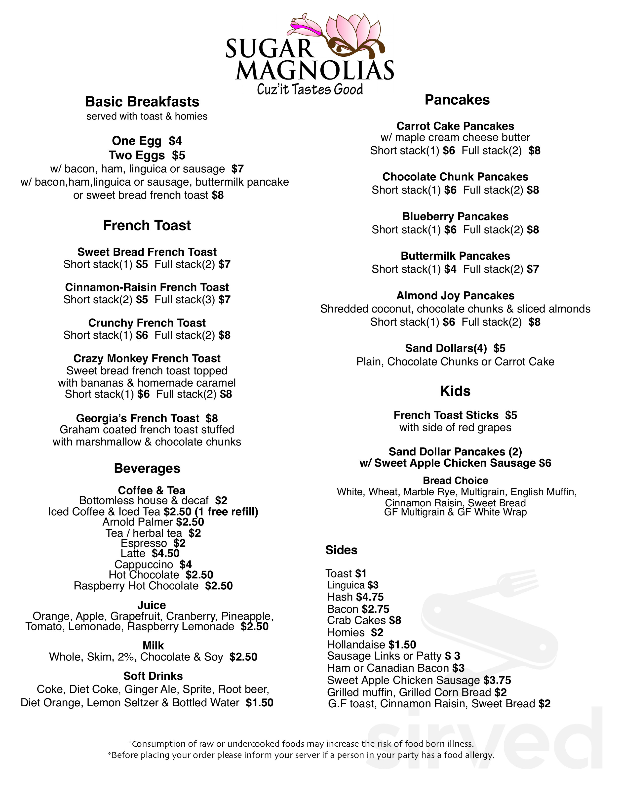 Sugar Magnolias menu in Gloucester, Massachusetts, USA