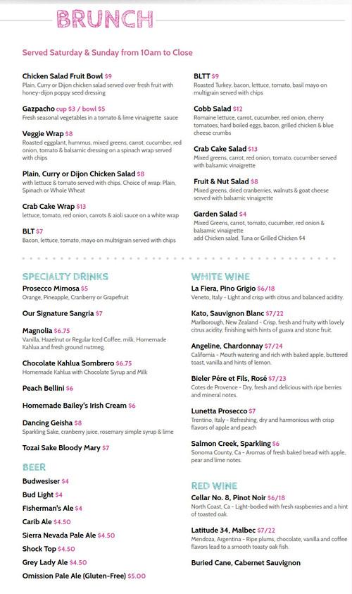 Sugar Magnolias menu in Gloucester, Massachusetts, USA