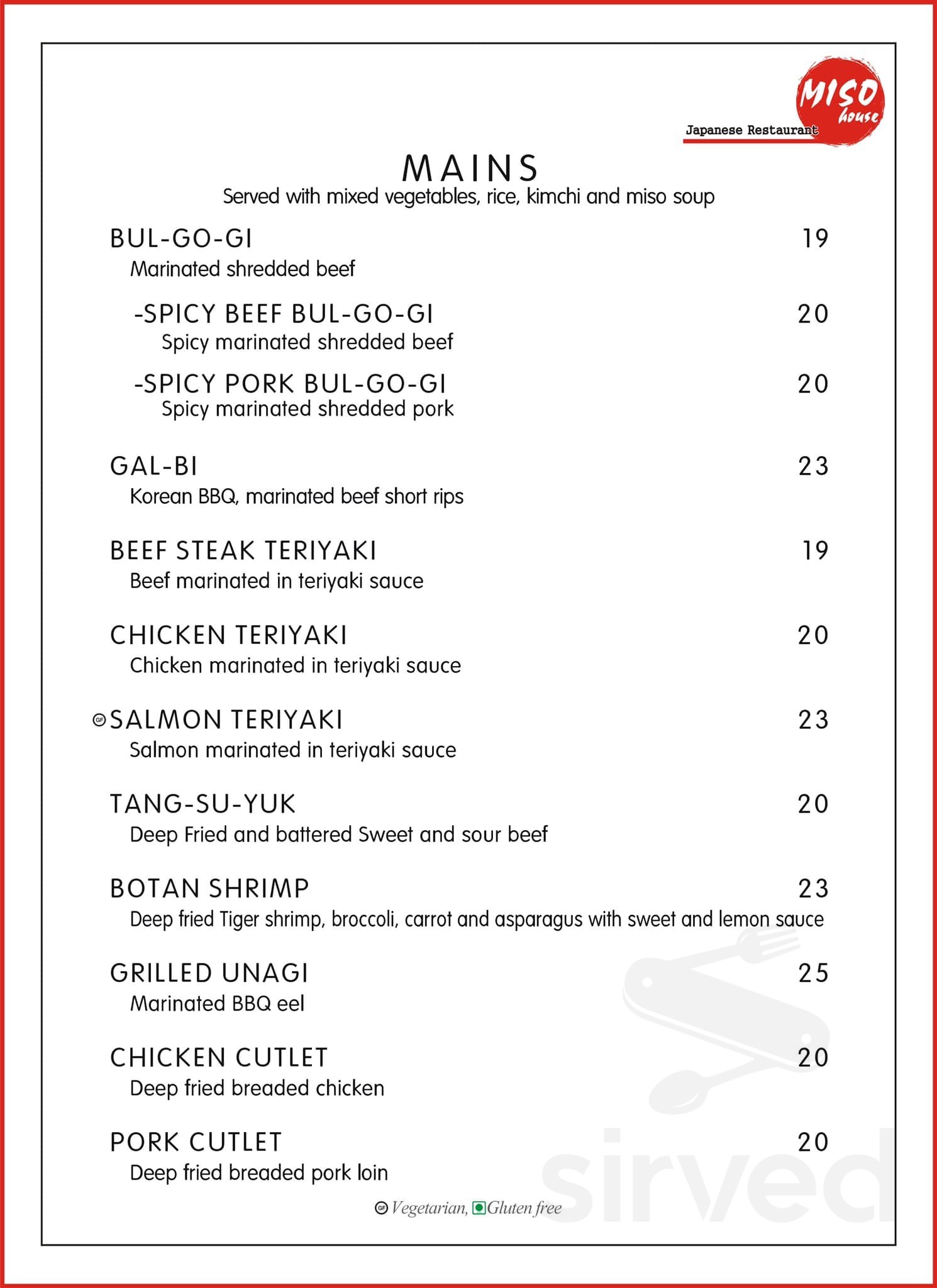 Miso House Japanese & Korean Restaurant menus in Swift Current ...
