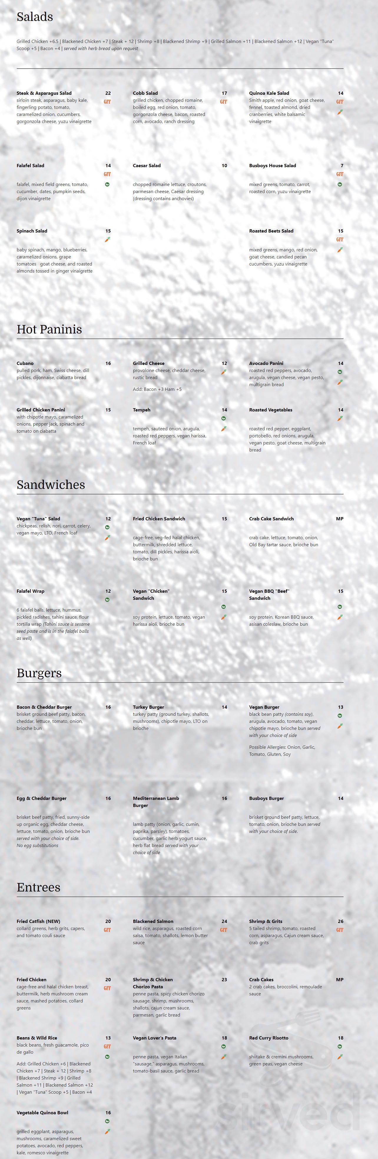 Busboys and Poets menu in 450 K St NW, Washington, DC 20001