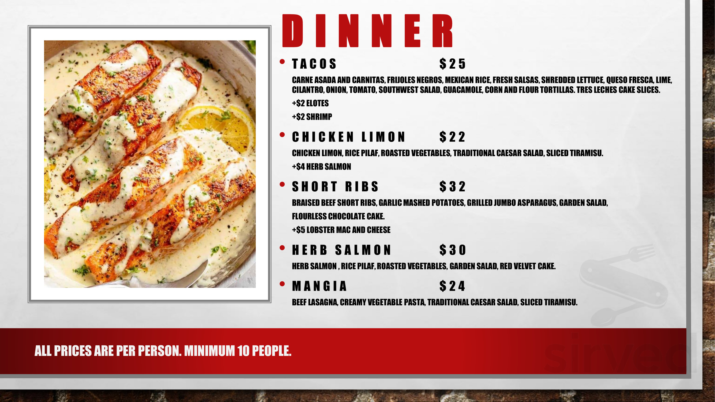 Dinner Ready menu in Lisle, Illinois, USA