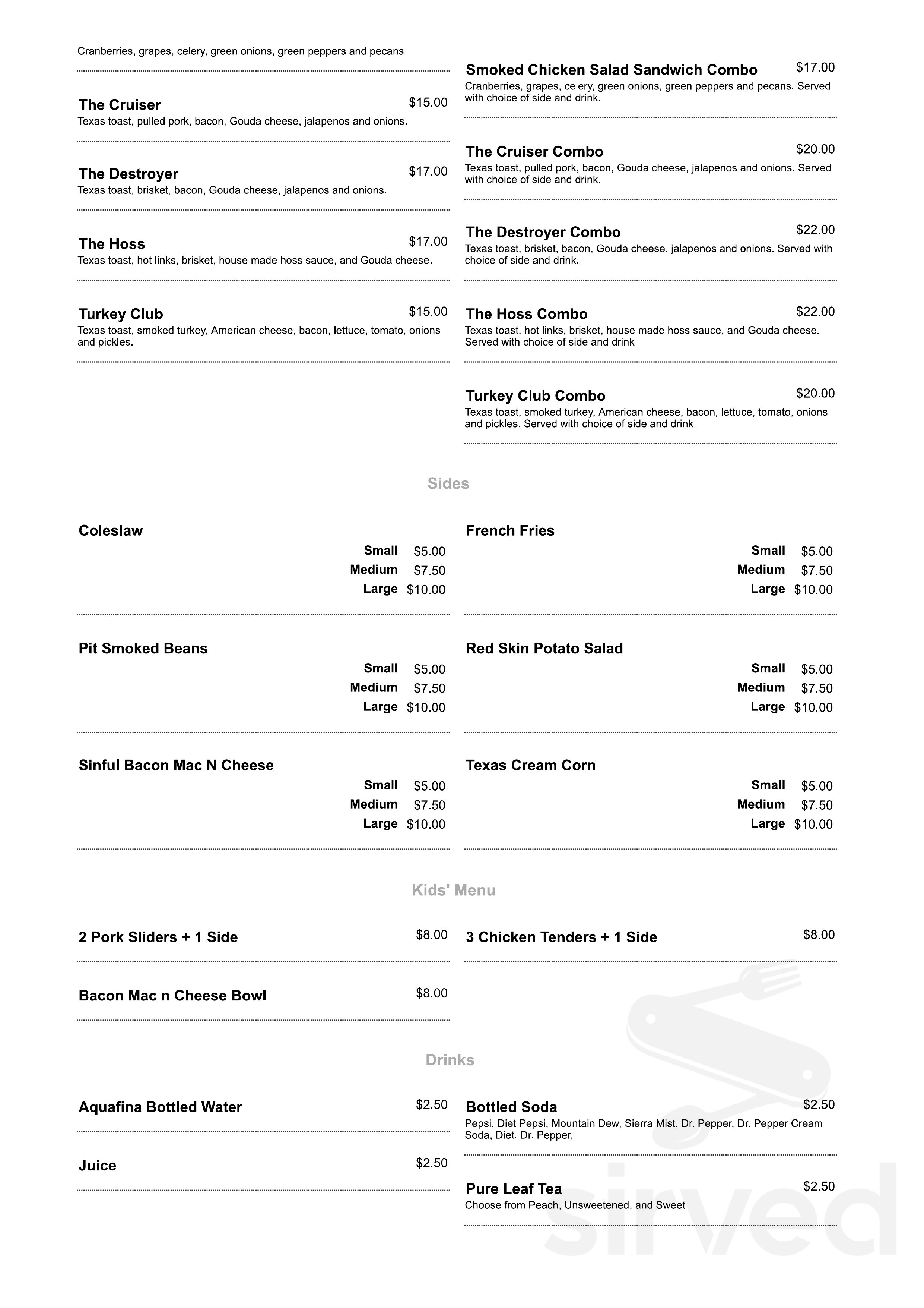 A Taste of Texas menu in Virginia Beach, Virginia, USA