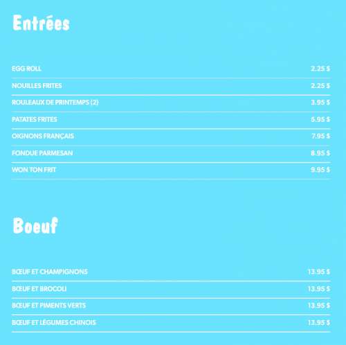 Restaurant Tomas Tam Inc menu in Québec City, Quebec G2E 2H1, Canada