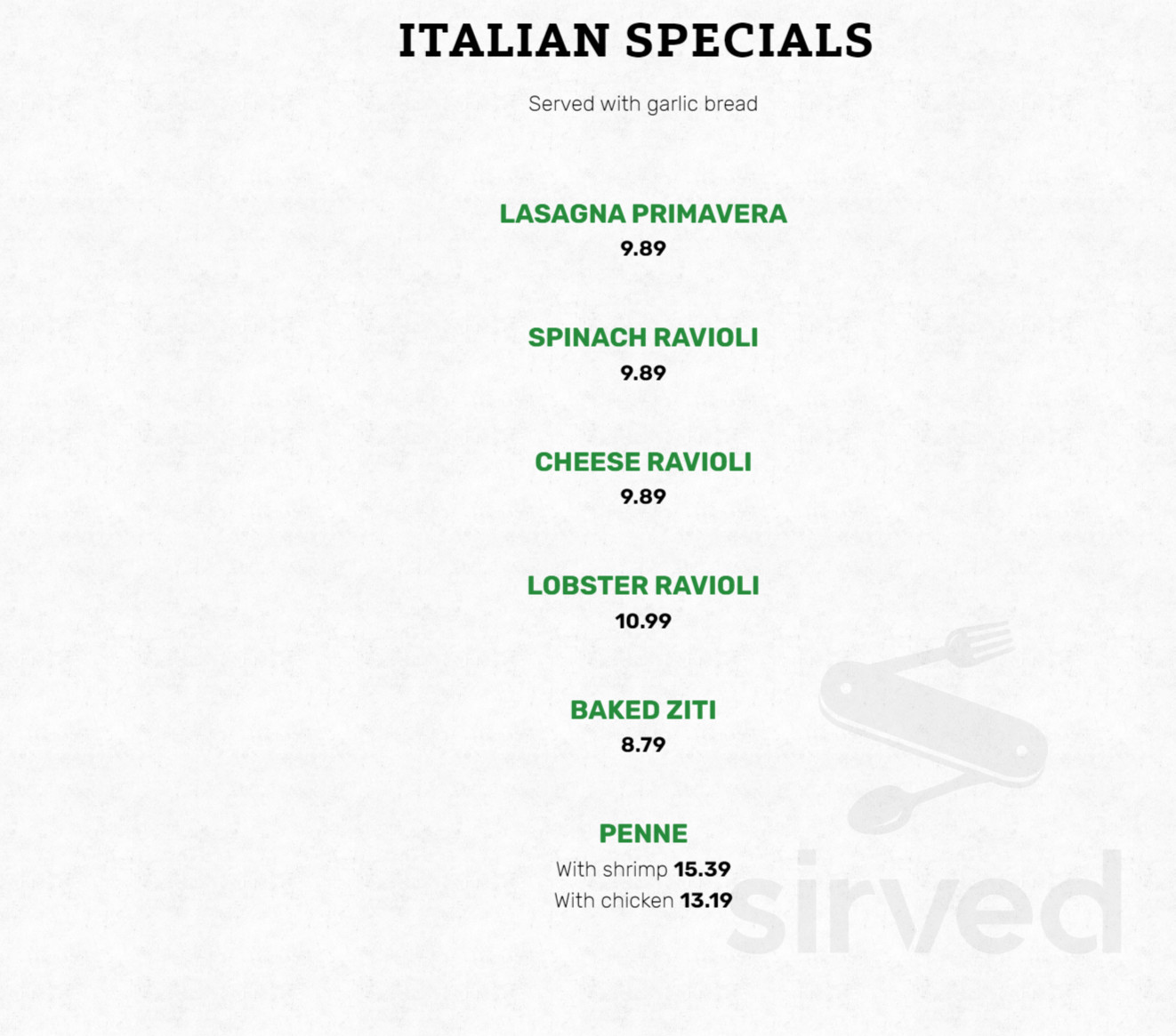 Pepe's menu in Baltimore, Maryland, USA