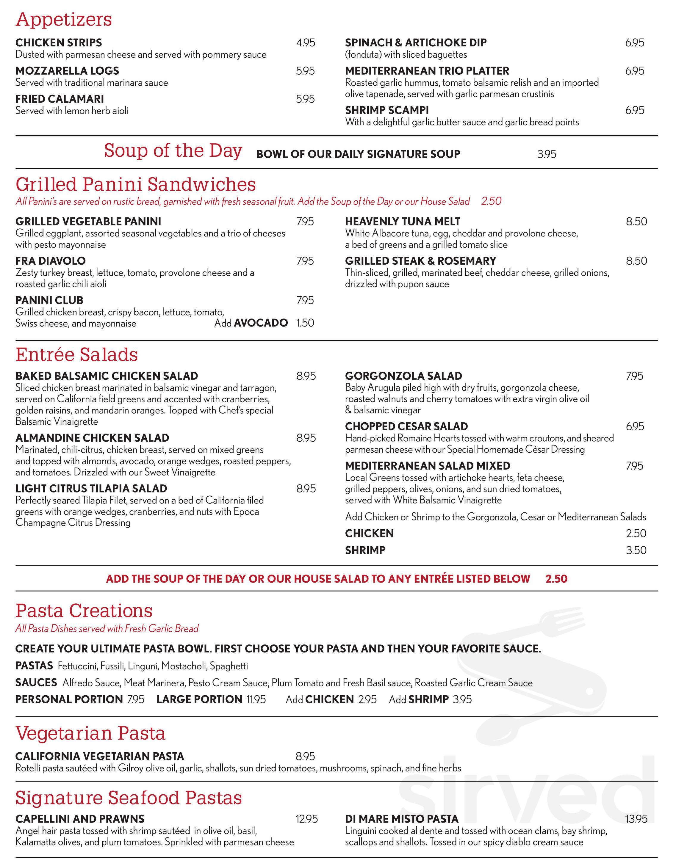 Menu - Bell CA's Epoca Hall | Sirved
