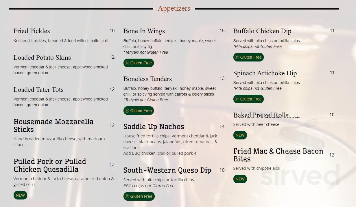 Saddle Up Saloon menus in Kingston, New Hampshire, United States