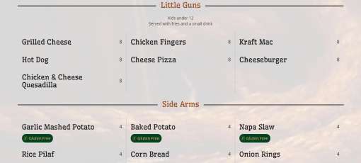 Menu for Saddle Up Saloon in Kingston, NH | Sirved