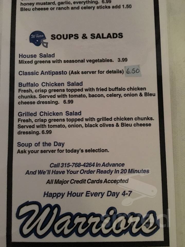 Menu - Whitesboro NY's Cleats | Sirved
