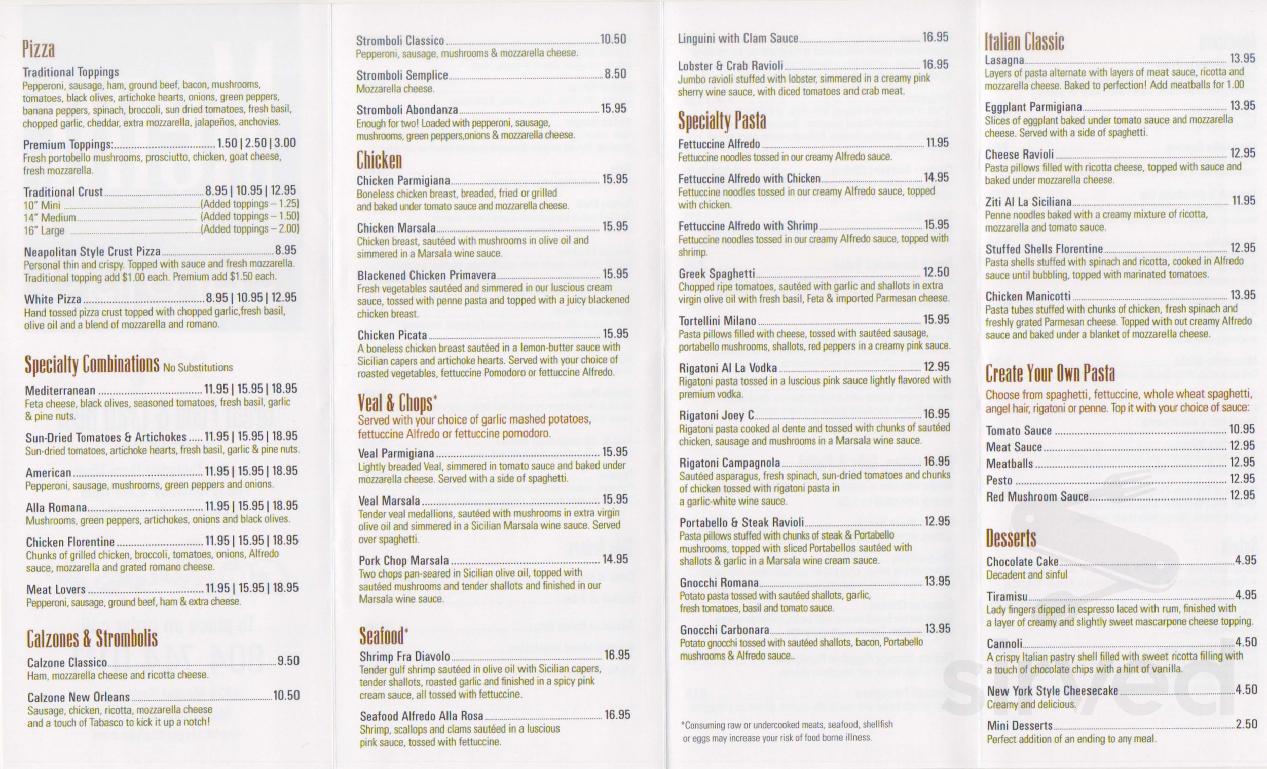Sergio's Pizza menu in Midlothian, Virginia, USA