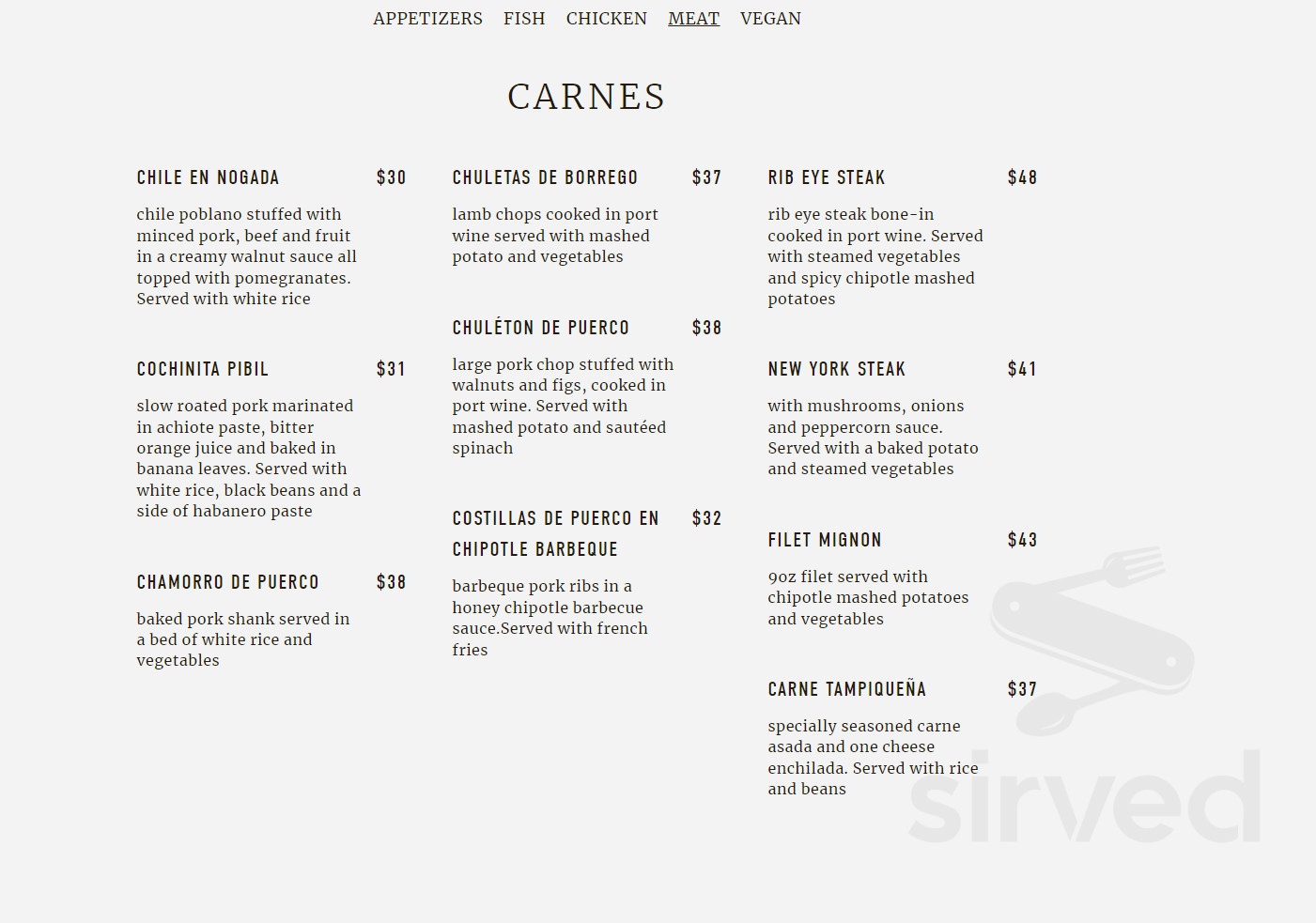 Casa Sanchez menu in Los Angeles, California, USA