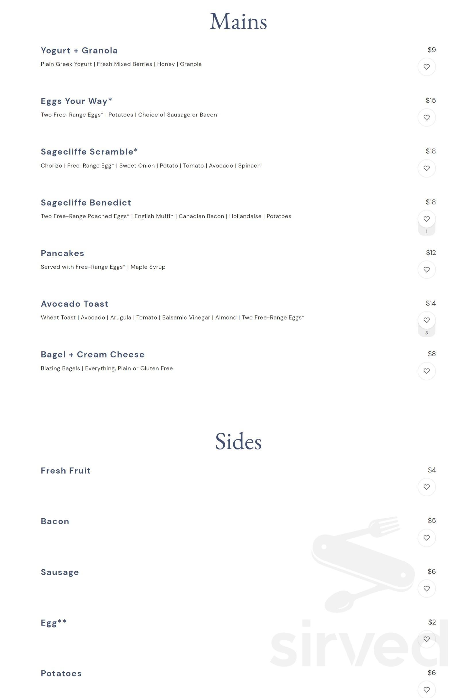 Tendrils Restaurant at Sagecliffe menu in Quincy, Washington, USA