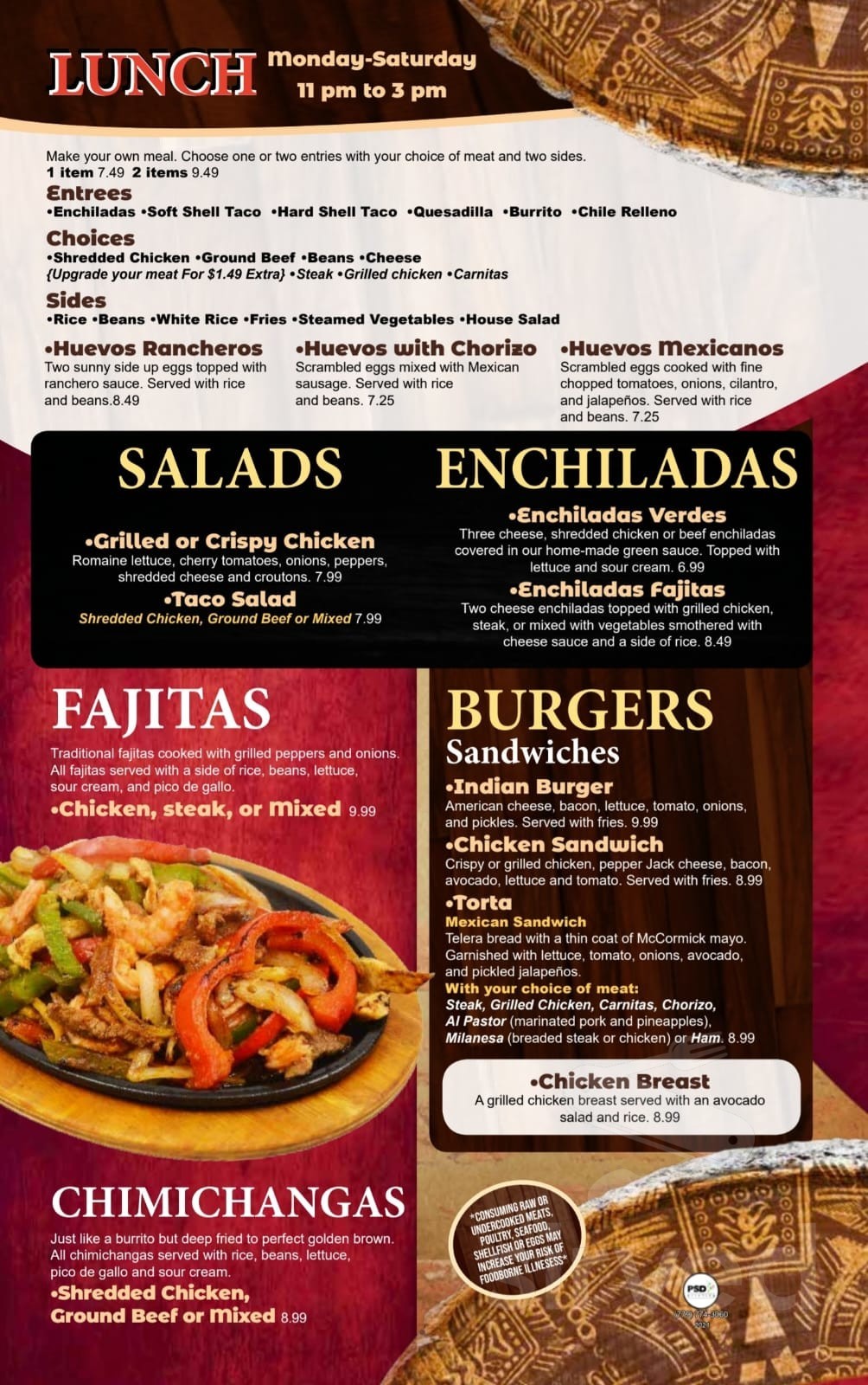 Fogata's Mexican Grill & Bar menu in Fulton, Mississippi, USA