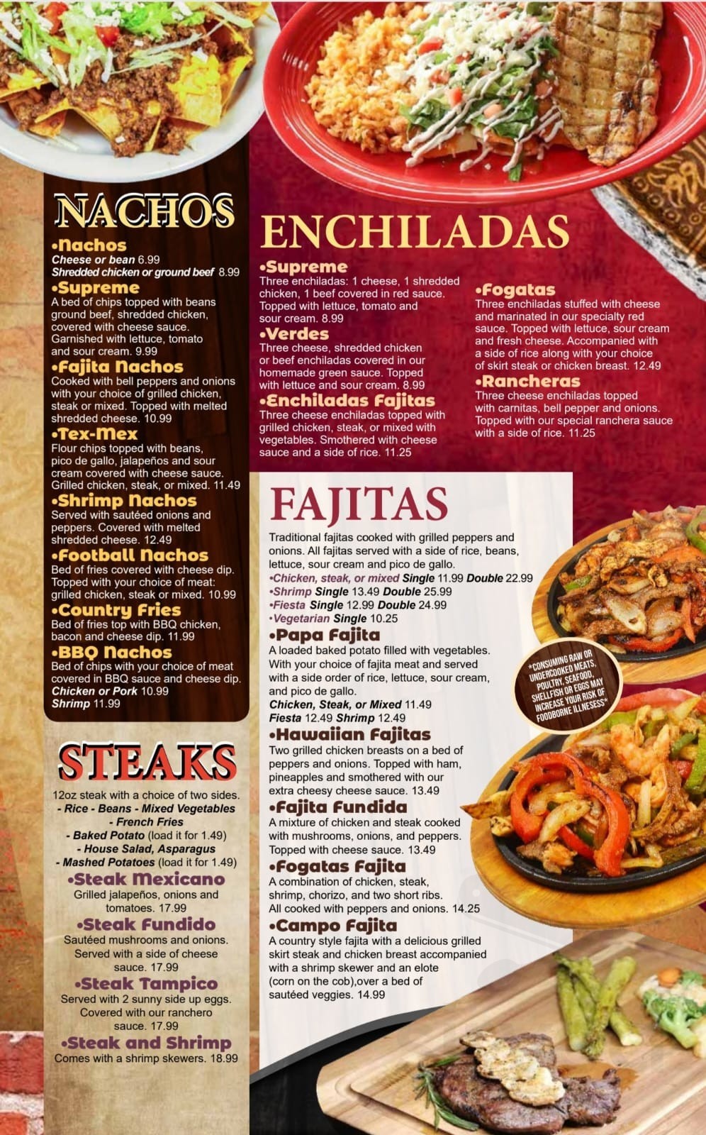 Fogata's Mexican Grill & Bar menu in Fulton, Mississippi, USA