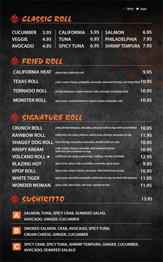 Sushi Bachi menu in Aubrey, Texas, USA