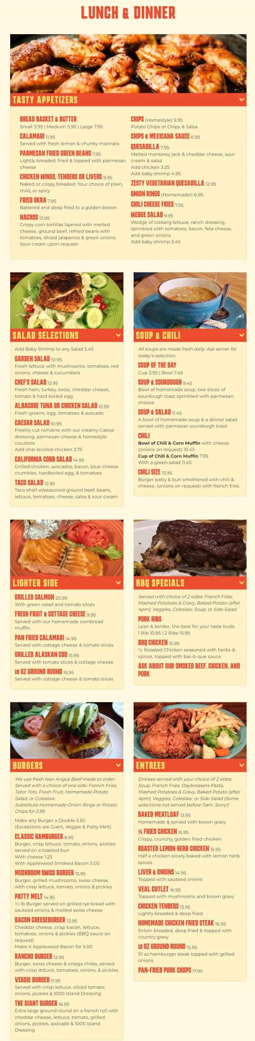 Daybreakers 2 menu in Yuma, Arizona, USA