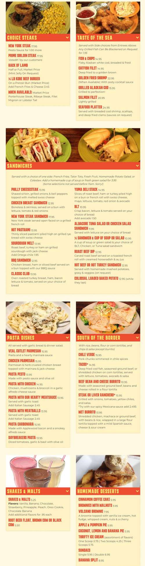 Daybreakers 2 menu in Yuma, Arizona, USA