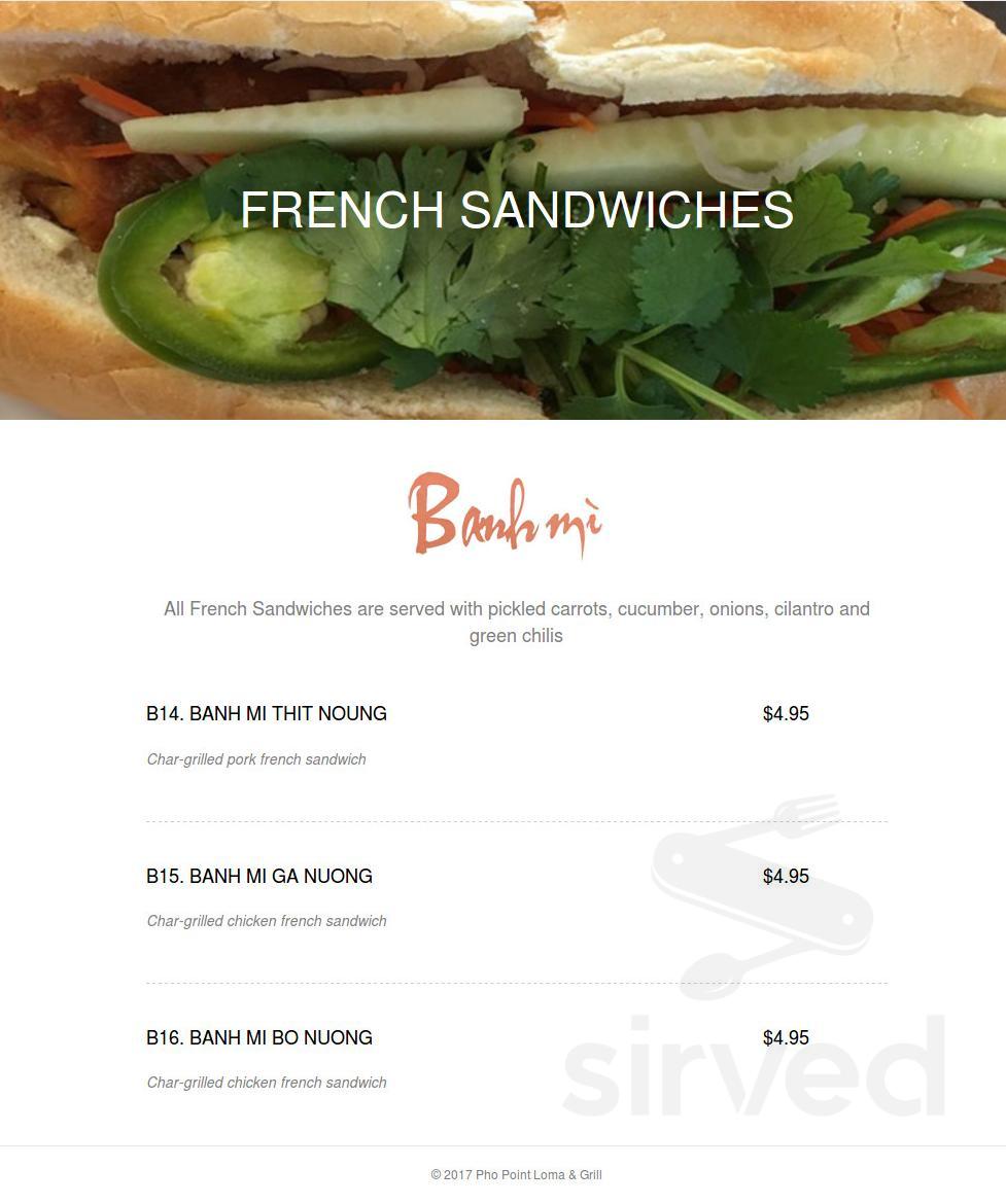 Ph? Point Loma & Grill menus in San Diego, California, United States