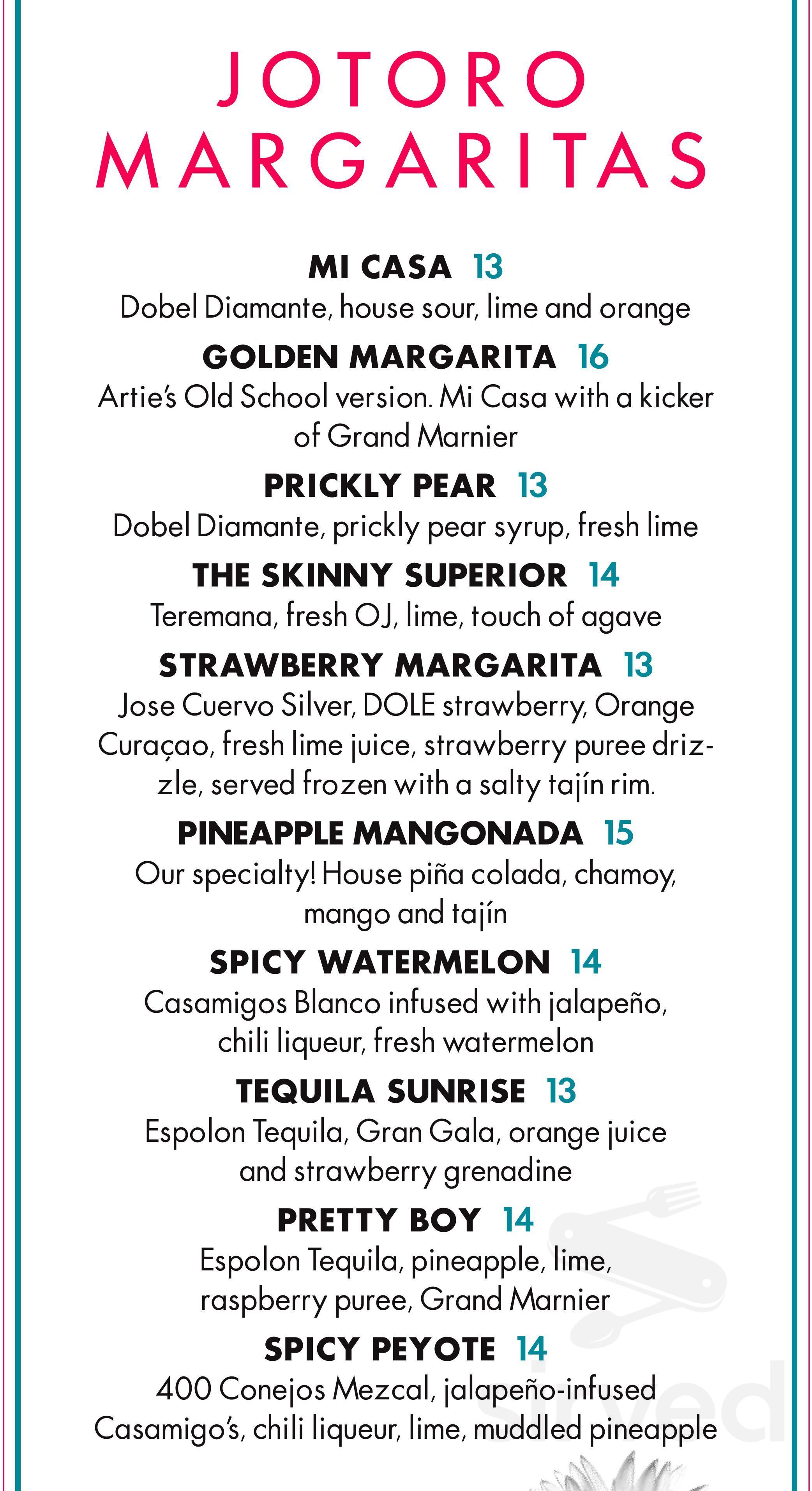 Menu for JOTORO Kitchen & Tequila Bar in Tampa, FL | Sirved