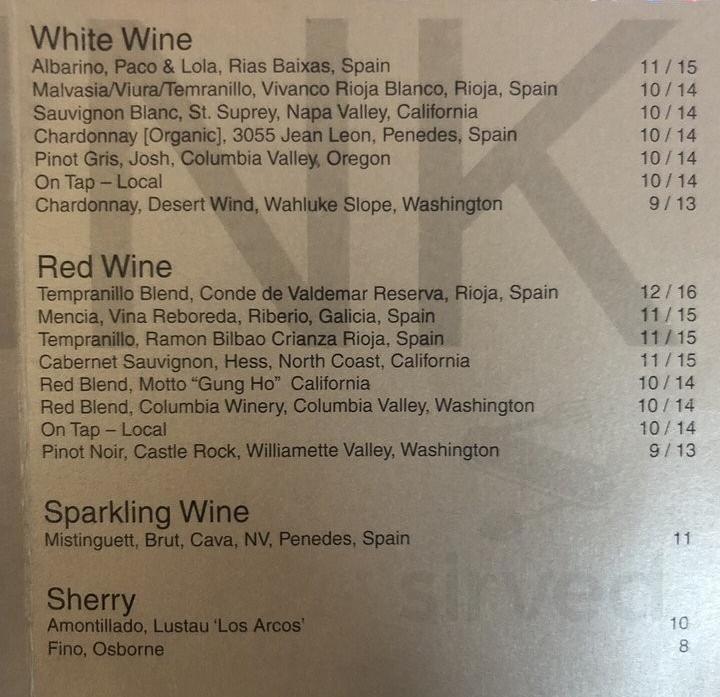 AC Lounge menus in Bellevue, Washington, United States