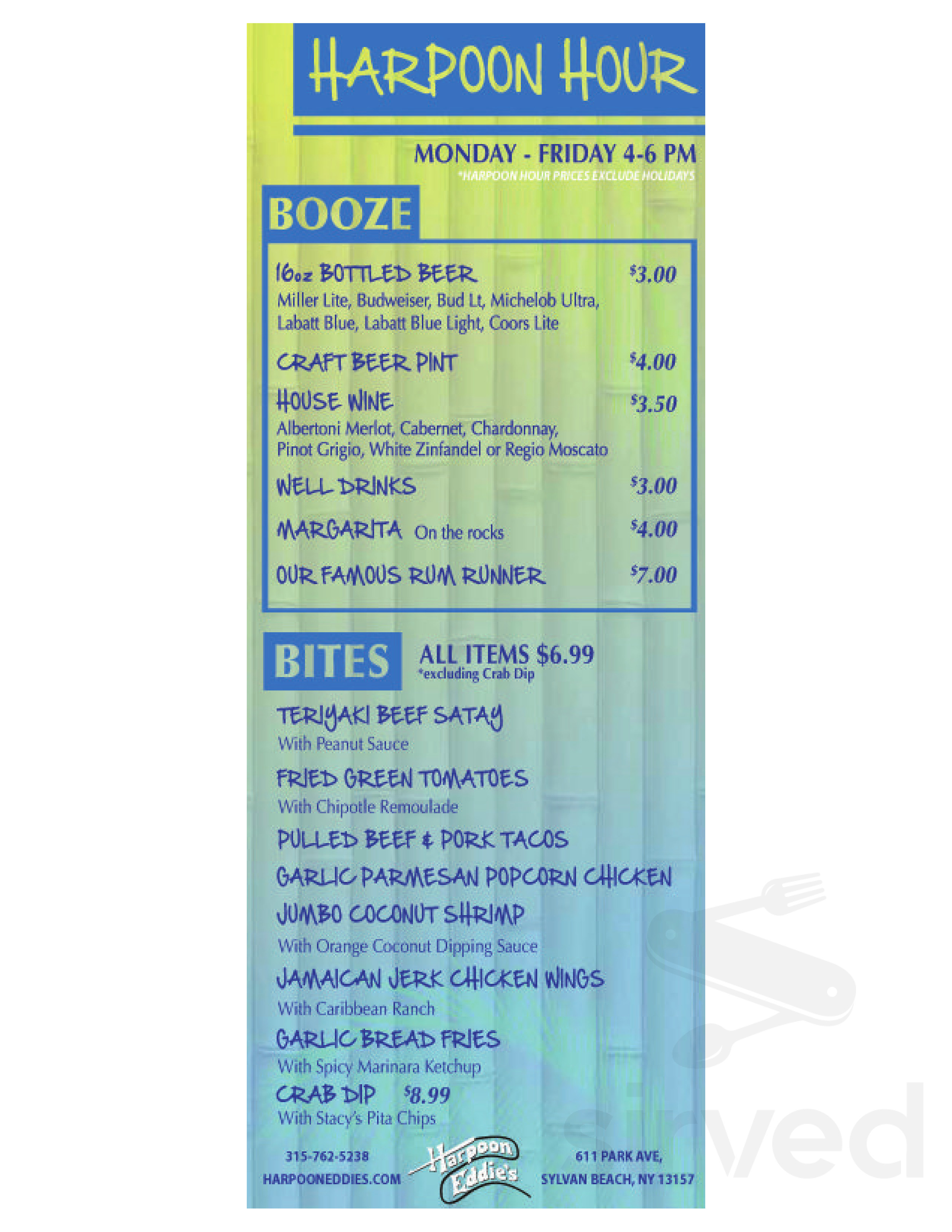 Harpoon Eddie's menus in Sylvan Beach, New York, United States
