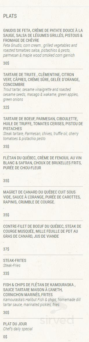 Rosette Crèmerie menu in Montréal, Quebec, Canada