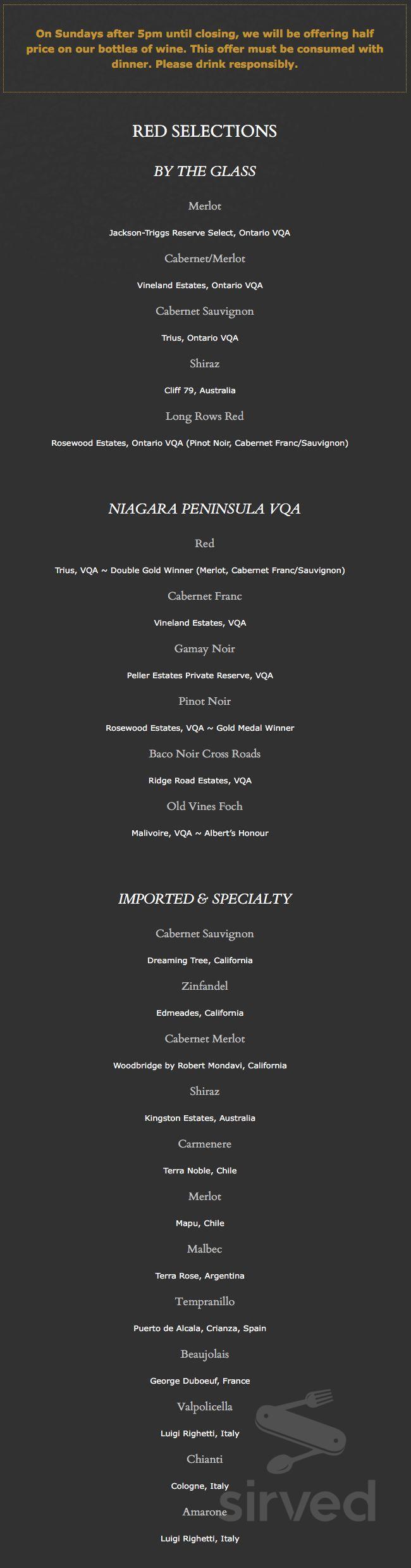 The Innsville Restaurant menu in Stoney Creek, Ontario, Canada