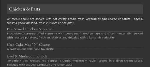 Menu for The Innsville Restaurant in Stoney Creek, ON | Sirved