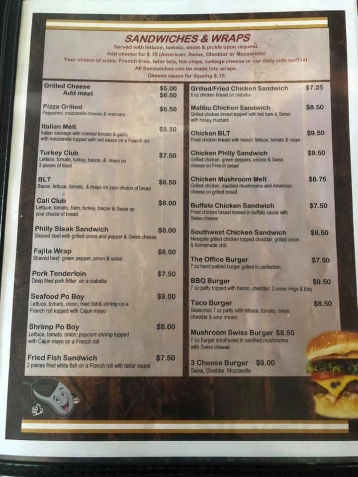 Menu - St Anne IL's The office bar, grill, pizza too! | Sirved