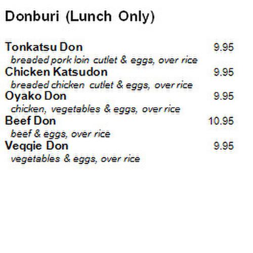 Haku Sushi menu in Santa Rosa, California, USA