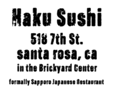 Menu for Haku Sushi in Santa Rosa, CA | Sirved