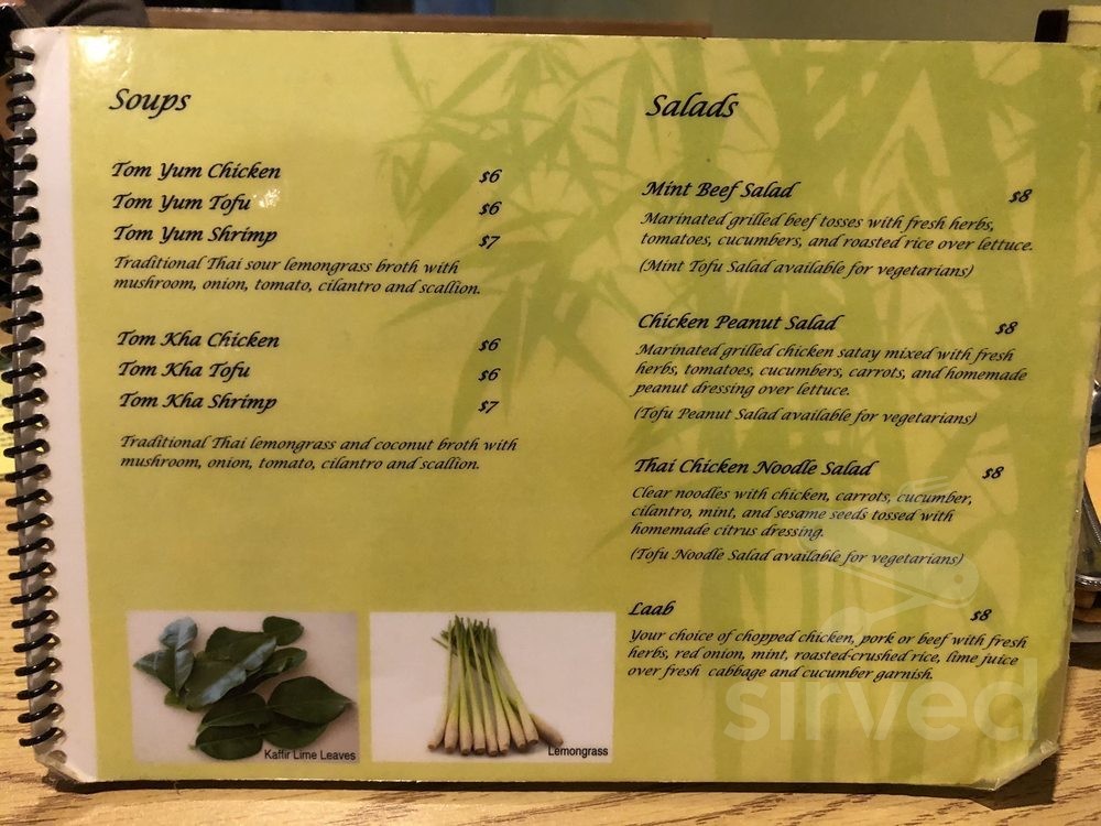 Sawasdee Thai Cuisine menu in Overland Park, Kansas, USA