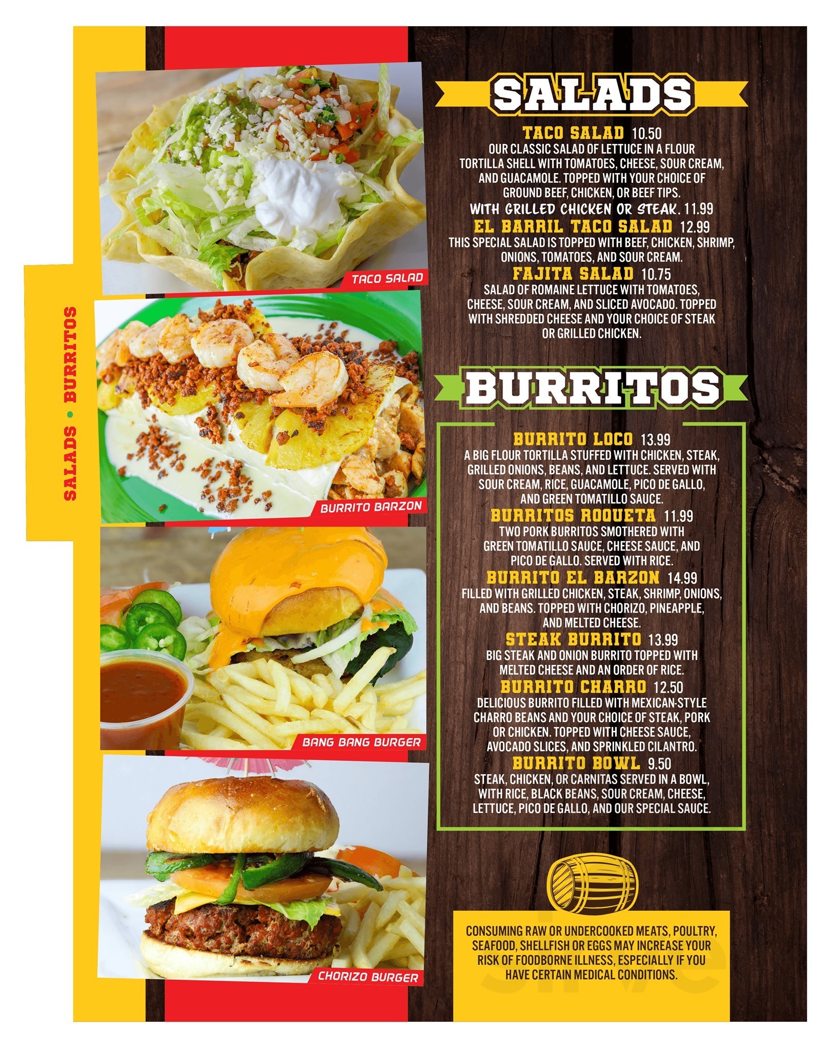 El Barril menu in Cincinnati, Ohio, USA