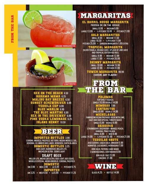 El Barril menu in Cincinnati, Ohio, USA