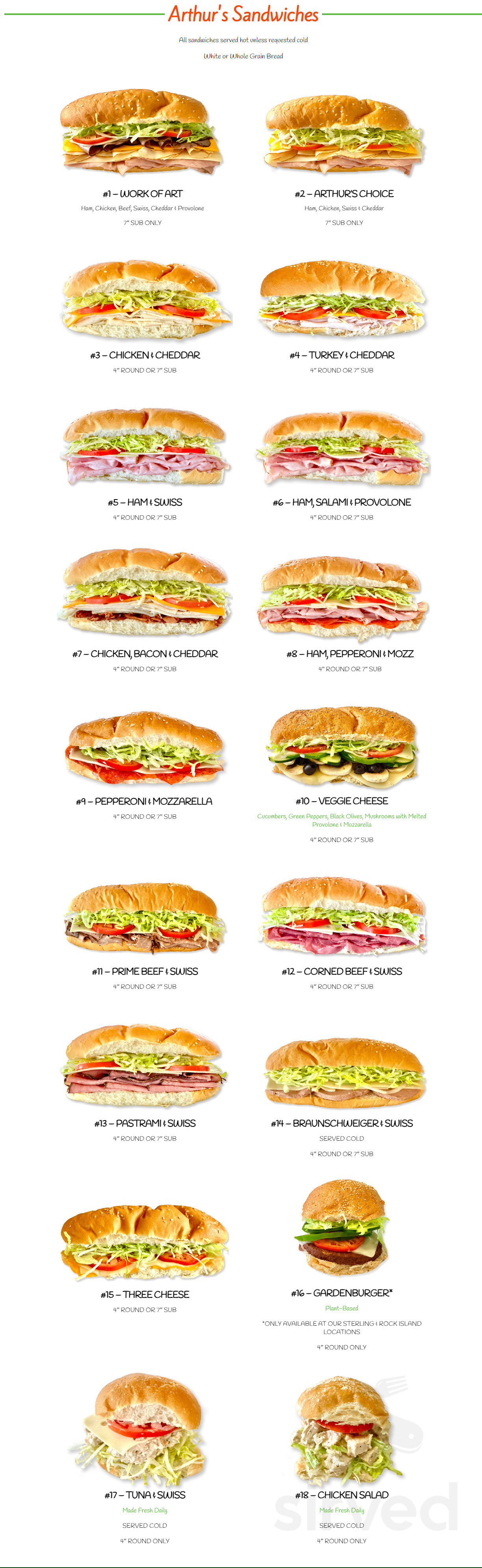 Menu for Arthur's Garden Deli in Rock Falls, IL | Sirved