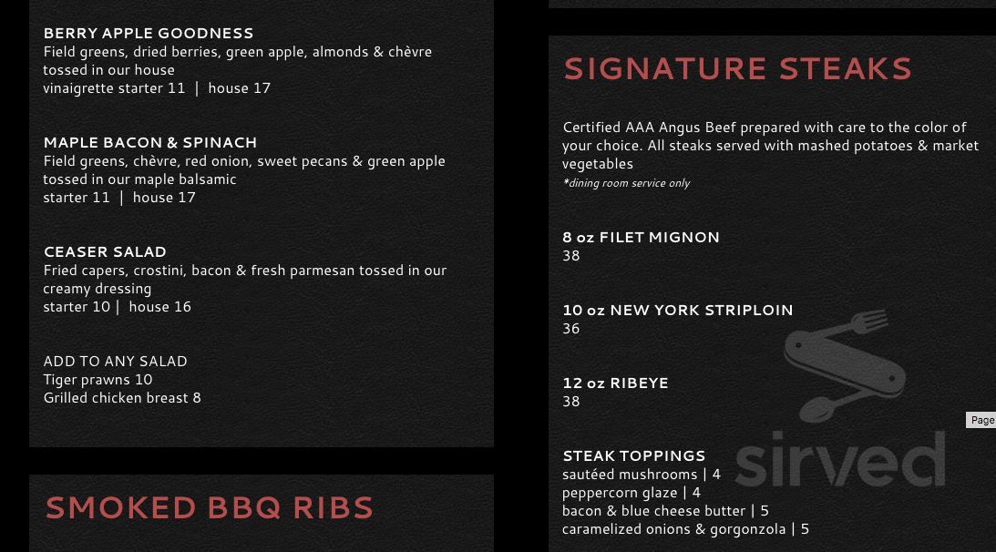 G&P On Main & Lavida Lounge menu in Whitehorse, Yukon, Canada