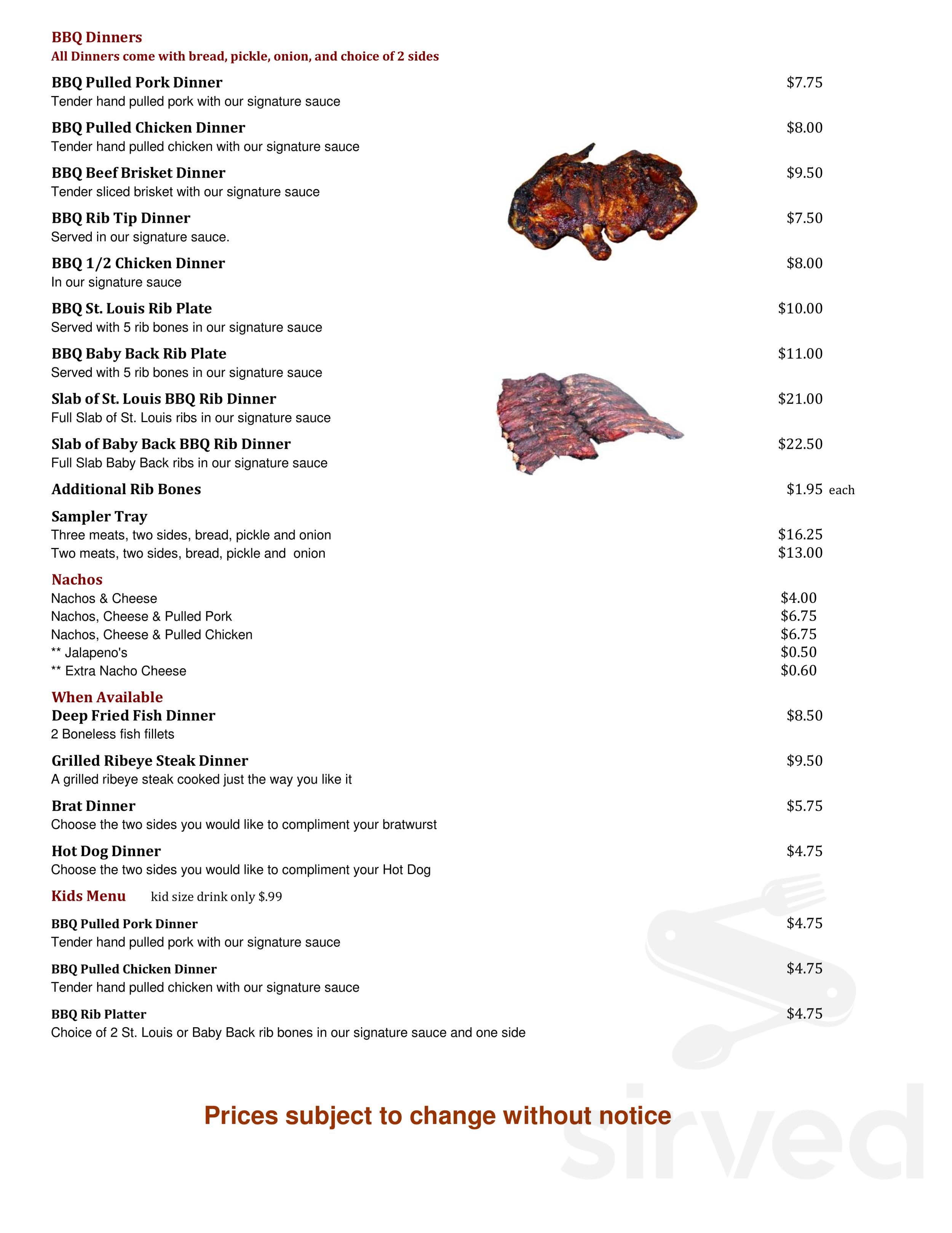 Tim's Awesome BBQ menu in Princeton, Indiana, USA