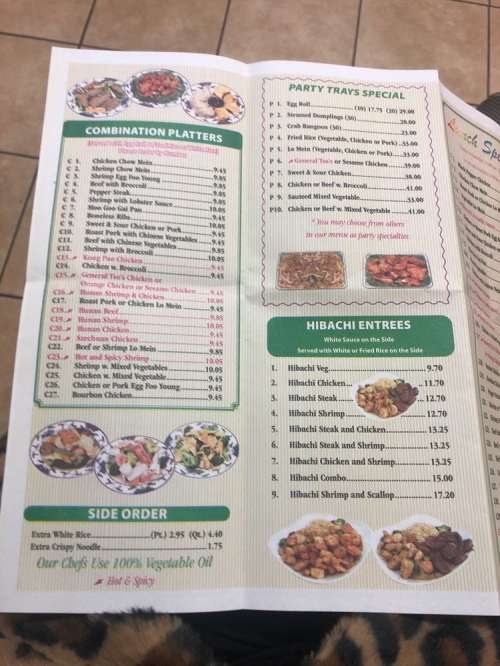 Panda House menu in Knoxville, Tennessee, USA
