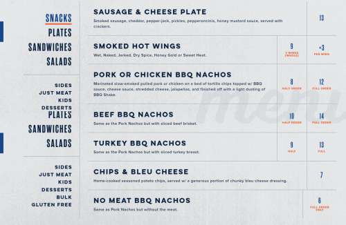 Central BBQ (Poplar) menu in Memphis, Tennessee, USA