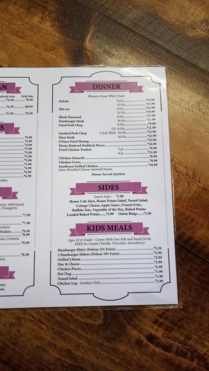 Daniel Girls Farmhouse Restaurant menu in Connersville, Indiana, USA